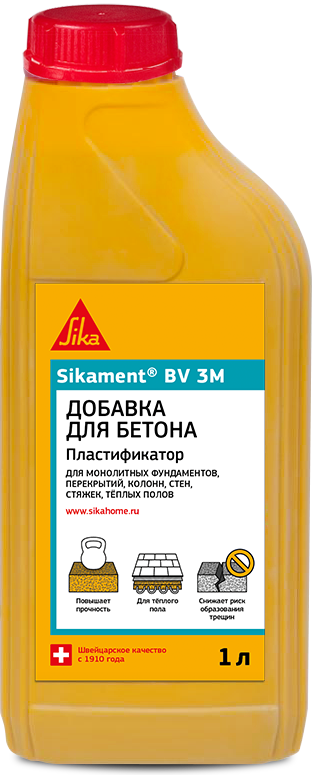 Пластификатор для бетона Sika Sikament BV-3M, 1 л ️ купить по цене 313 ...