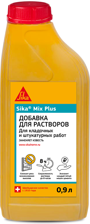 Пластификатор для растворов Sika Mix Plus, 0.9 л ️ купить по цене 327 ...