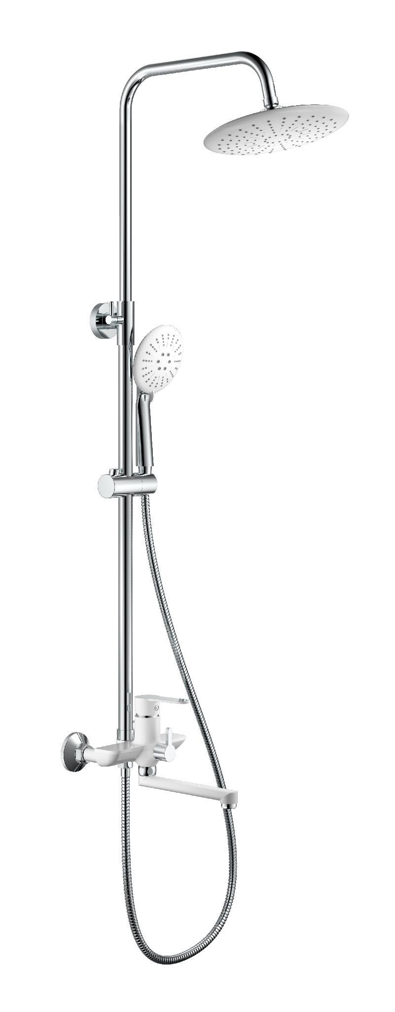 Душевая система Haiba HB24557-8 с верхним душем и ручной лейкой, белый/хром ️ купить по цене 16 ...