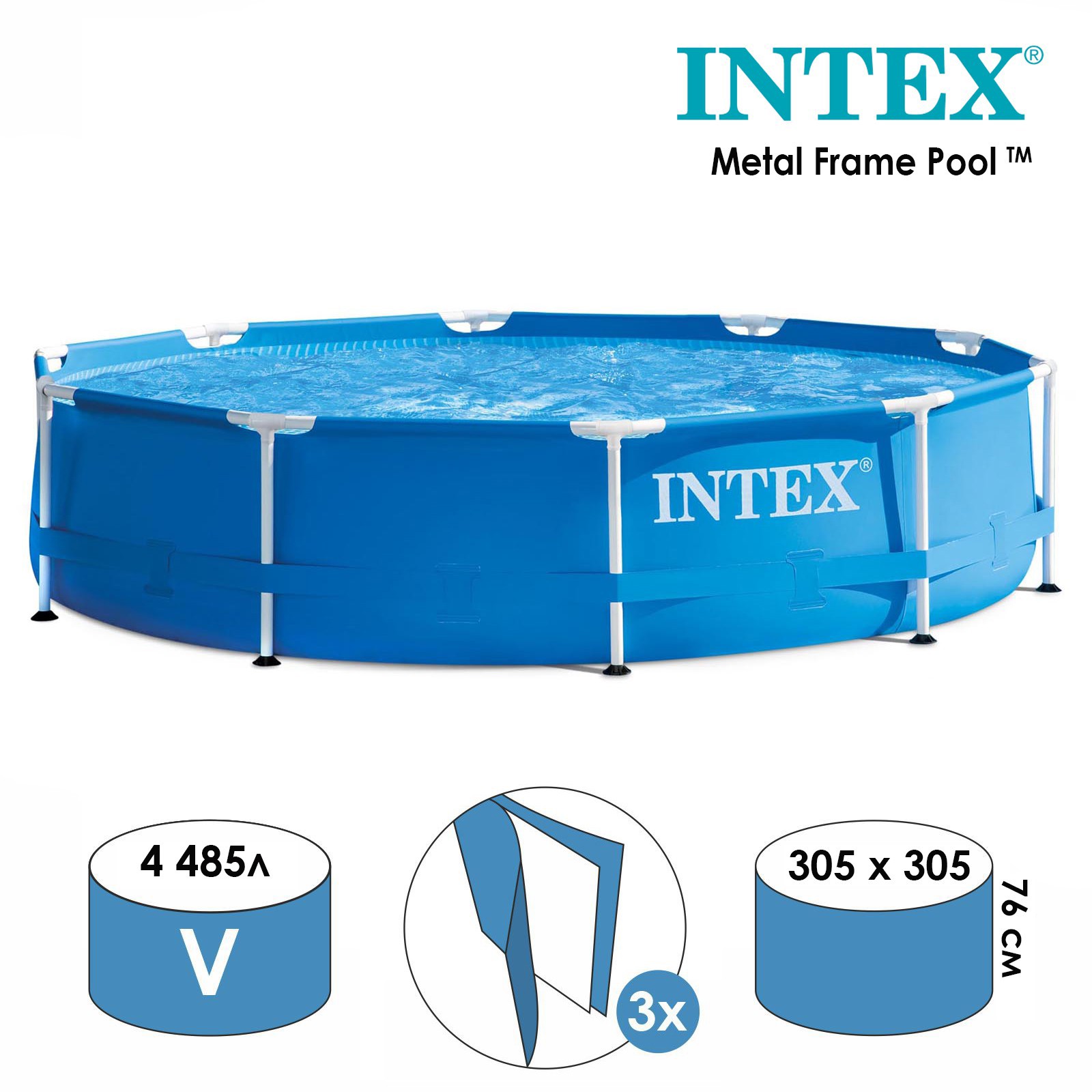 Бассейн каркасный Intex 134363 Metal Frame Pool 305 x 76 см 28200NP ️ ...