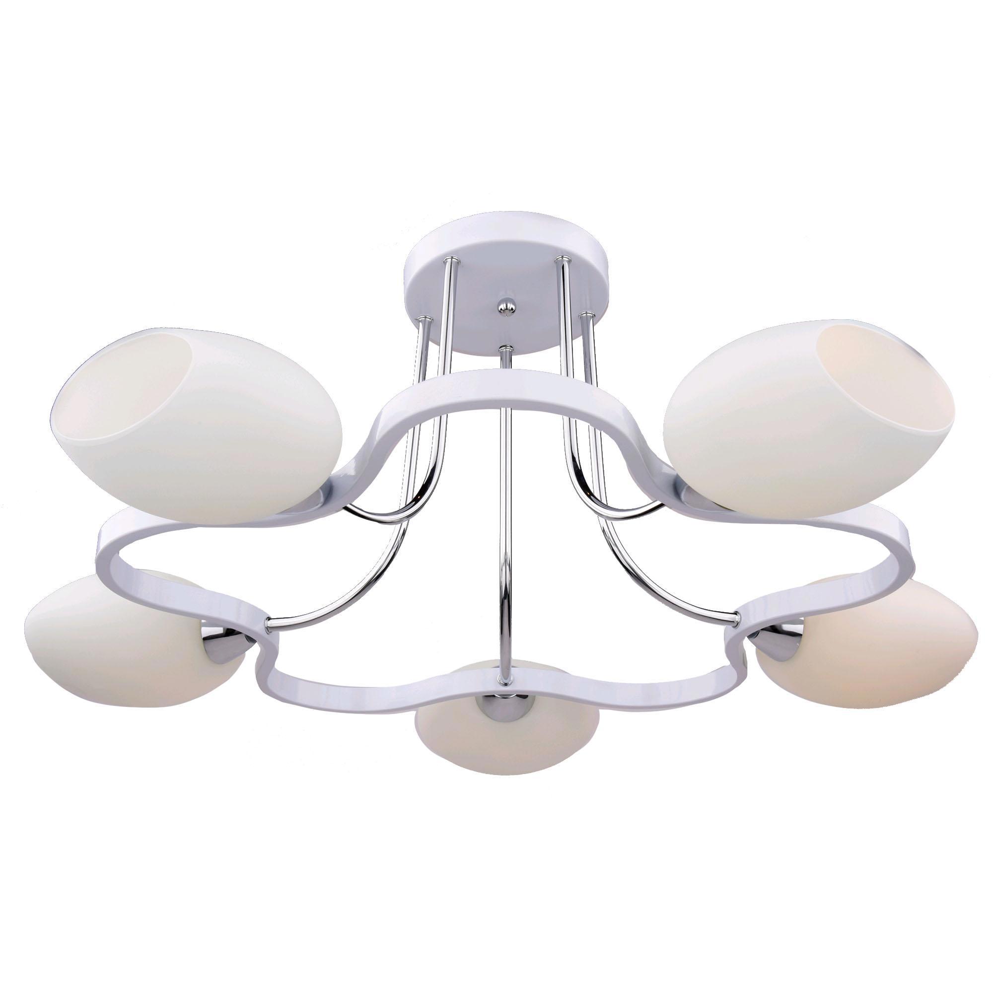 Люстра потолочная РОССВЕТ Отсутствует РС19280 WT+CR_5C 5 ламп 16.67 м² цвет белый ️ купить по ...