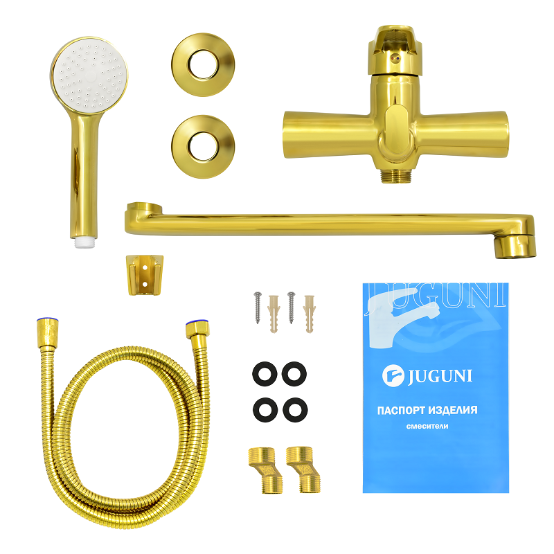 Смеситель для ванны Juguni 0402.164 двухвентильный с душевой лейкой цвет золотой 90699858 ️ ...