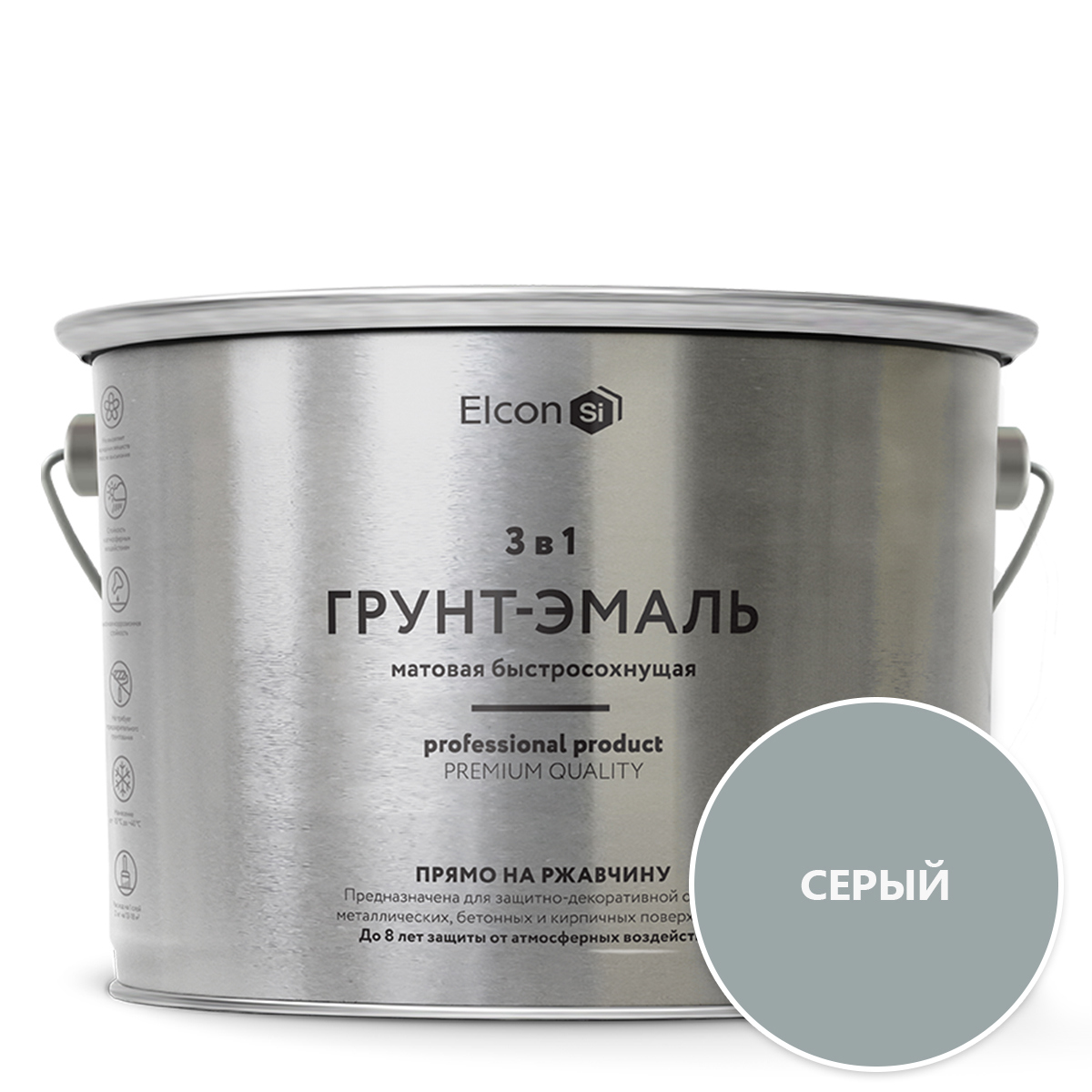 Грунт-эмаль 3 в 1 ELCON 00-00462666 цвет серый 2 л ️ купить по цене 1 904 ₽ в Москве с доставкой ...