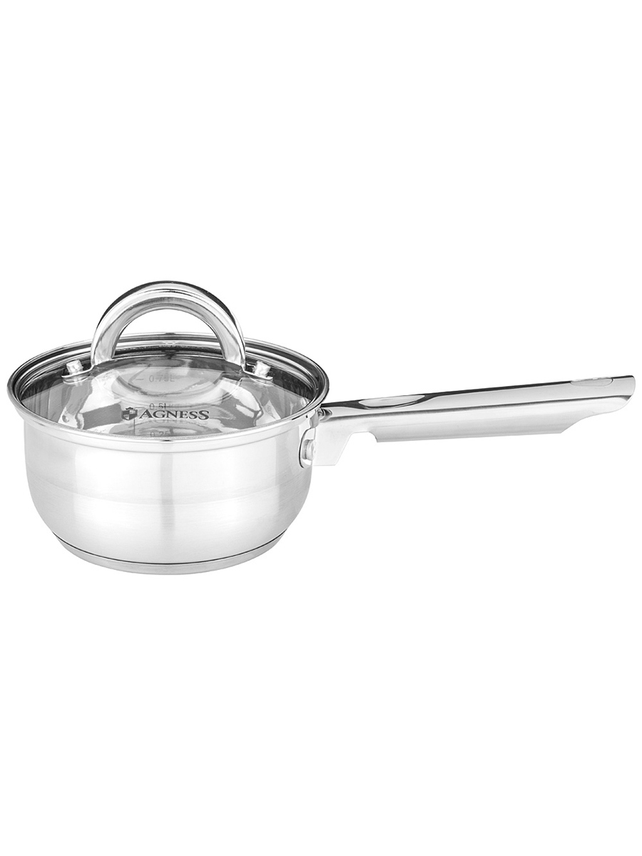 Ковш 0.9 л Agness 937-406 с крышкой сталь цвет серебристый ️ купить по ...