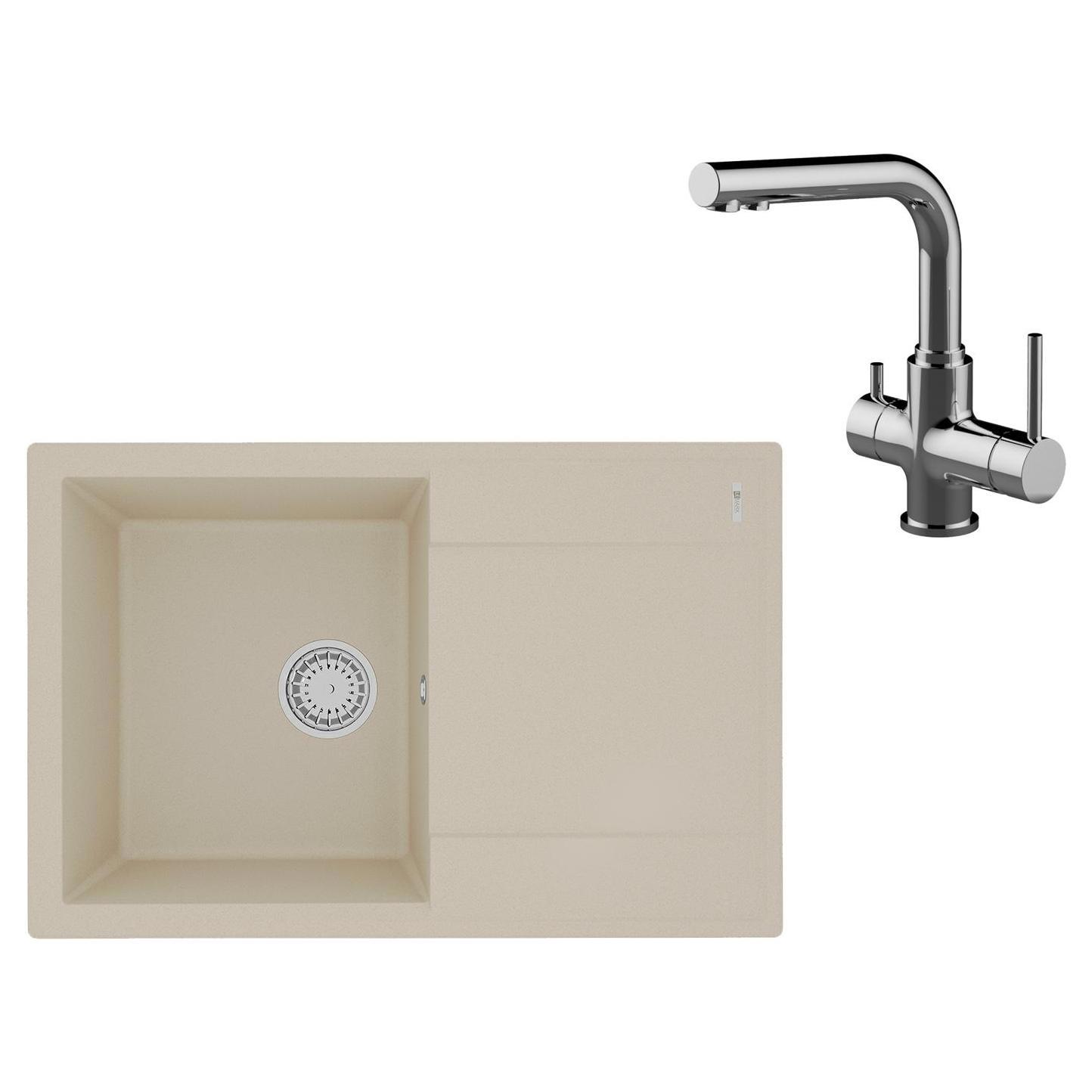 Врезная мойка Lemark Imandra 76x50x18 см кварц цвет хром/бежевый ️ купить по цене 27863 ₽/шт. в ...