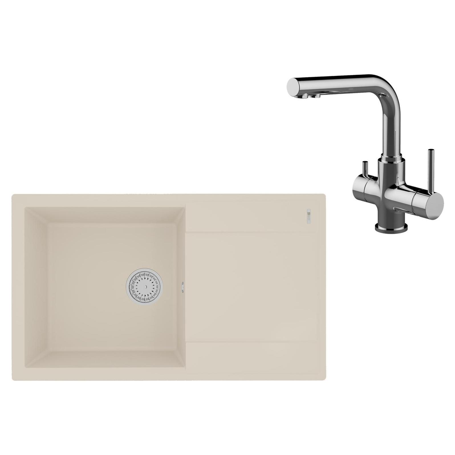 Врезная мойка Lemark Imandra 84x50x18 см кварц цвет хром/шампань ️ купить по цене 29 344 ₽ в ...