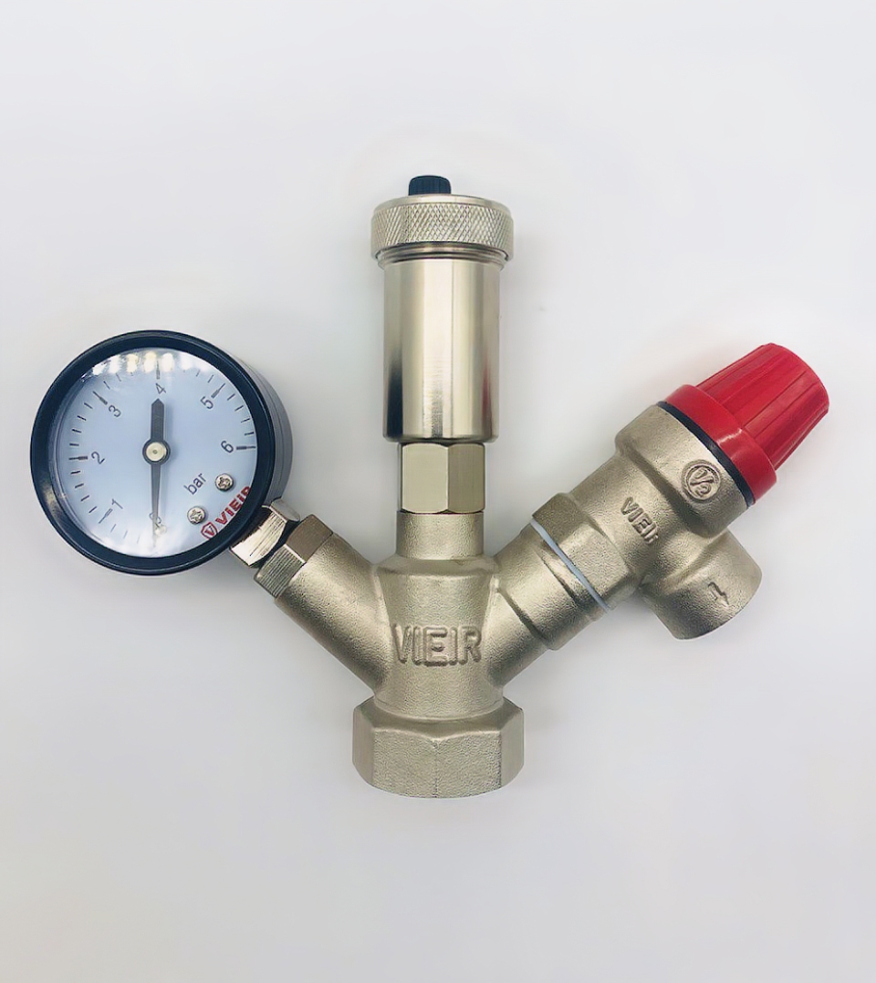 Группа безопасности котла ViEiR AQ1123N Мини 3 бар никелированная латунь ️ купить по цене 1440 ...