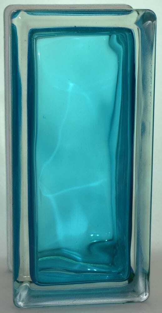 Стеклоблок Vitrablock Волна окрашенный внутри половинка цвет бирюзовый ...