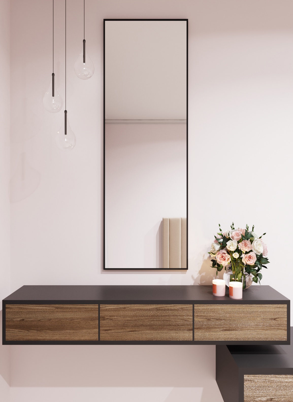 Зеркало интерьерное в алюминиевой раме настенное ONE Mirror 130x50 см ...
