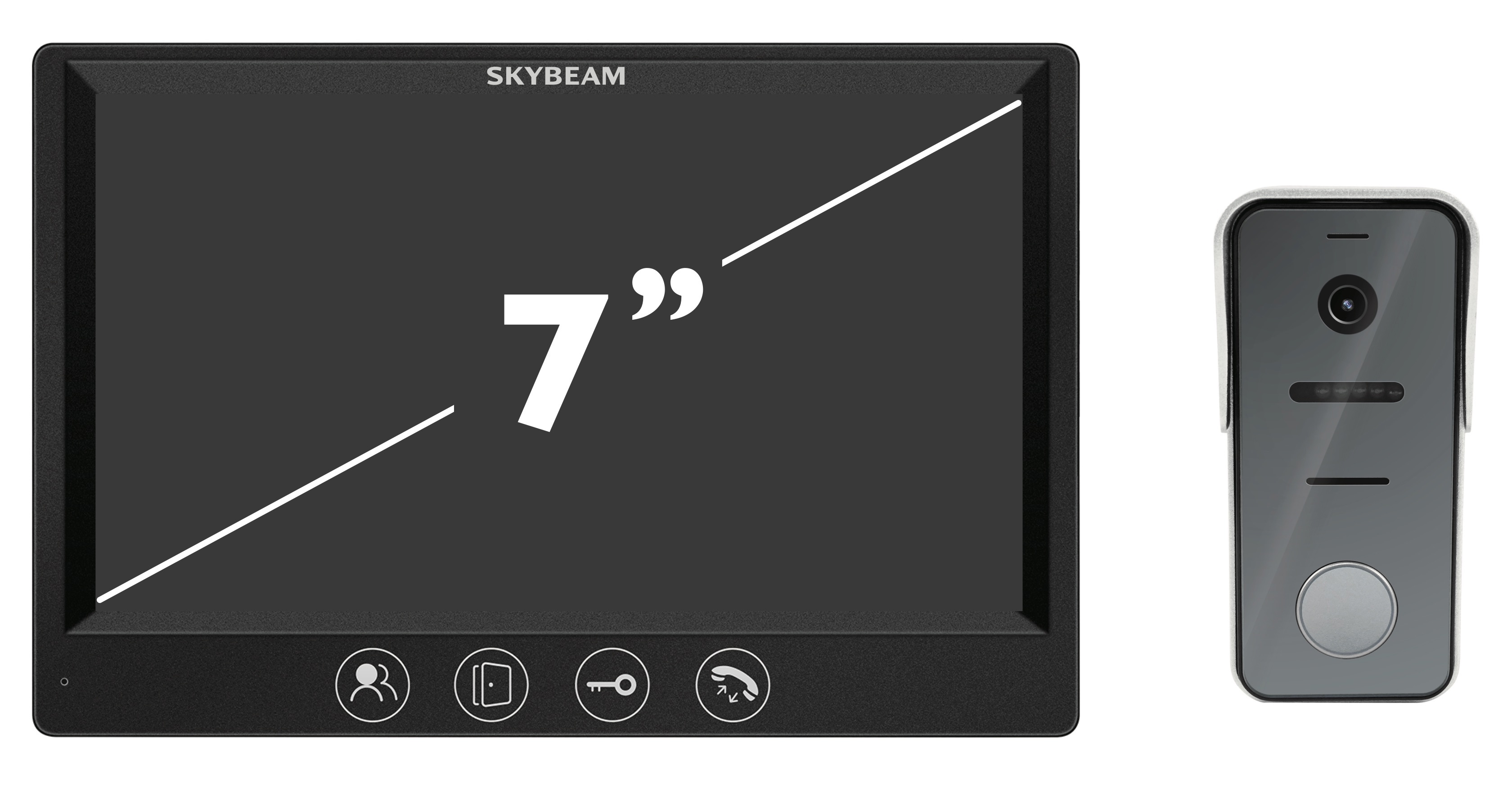 Комплект видеодомофона Skybeam 94712HA+94208-1080PBL 7" цвет черный ️ ...