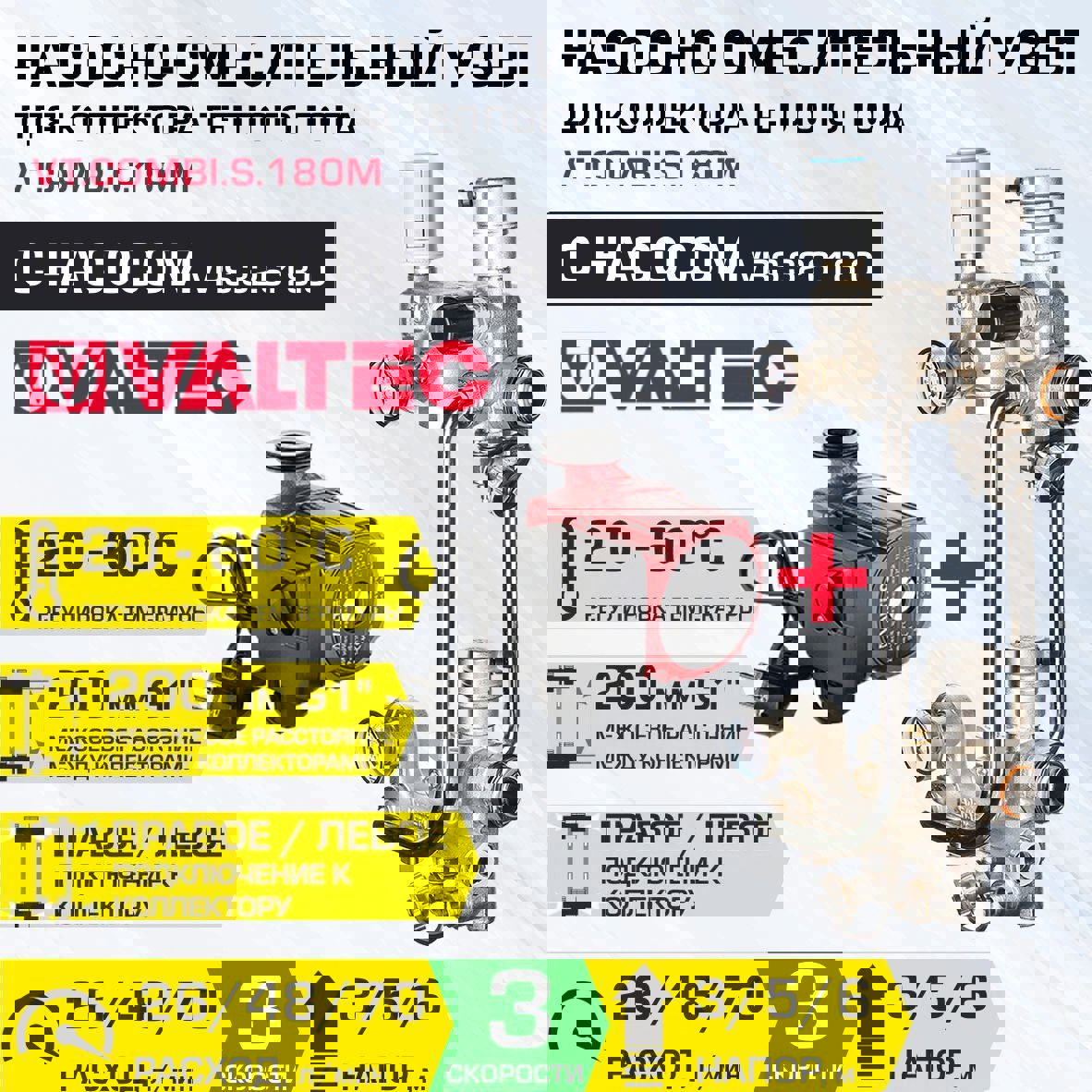 Насосно-смесительный узел Valtec Combi.S 1" для тёплого пола с насосом 32-6x180 мм и ...