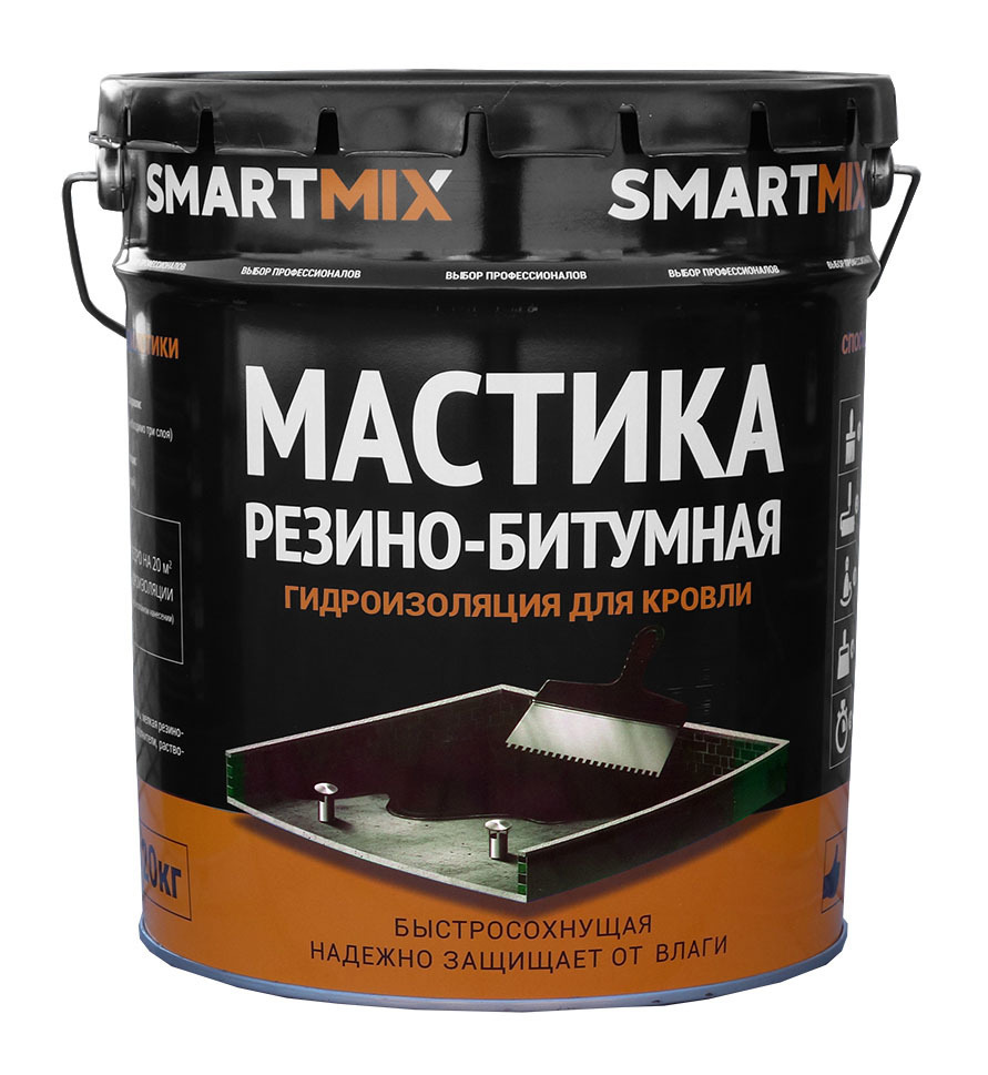 Мастика гидроизоляционная Smartmix Резино-битумная для кровли 20 кг ️ ...