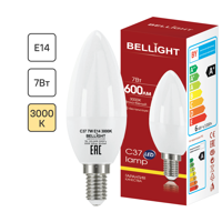 Лампа светодиодная Bellight E14 220-240 В 7 Вт свеча 600 лм теплый ...