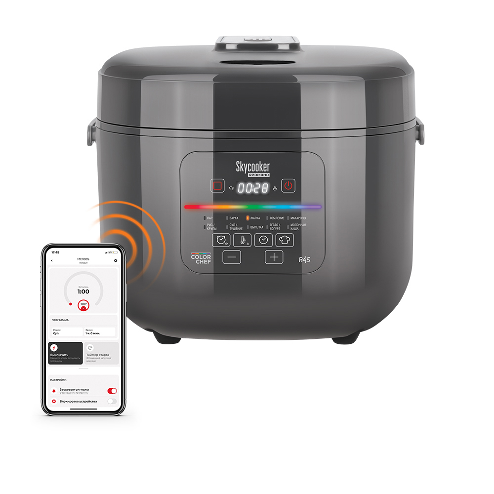 Мультиварка Redmond MC100S 5 л 12 программ цвет черный ️ купить по цене 5 890 ₽ в Москве с ...