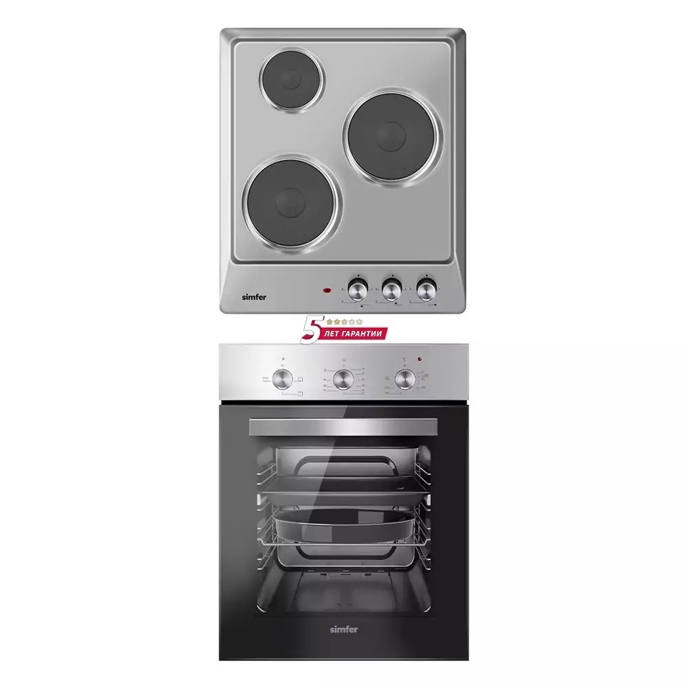 Комплект бытовой техники варочная панель и духовой шкаф SIMFER S44M016 цвет черный/нержавеющая ...