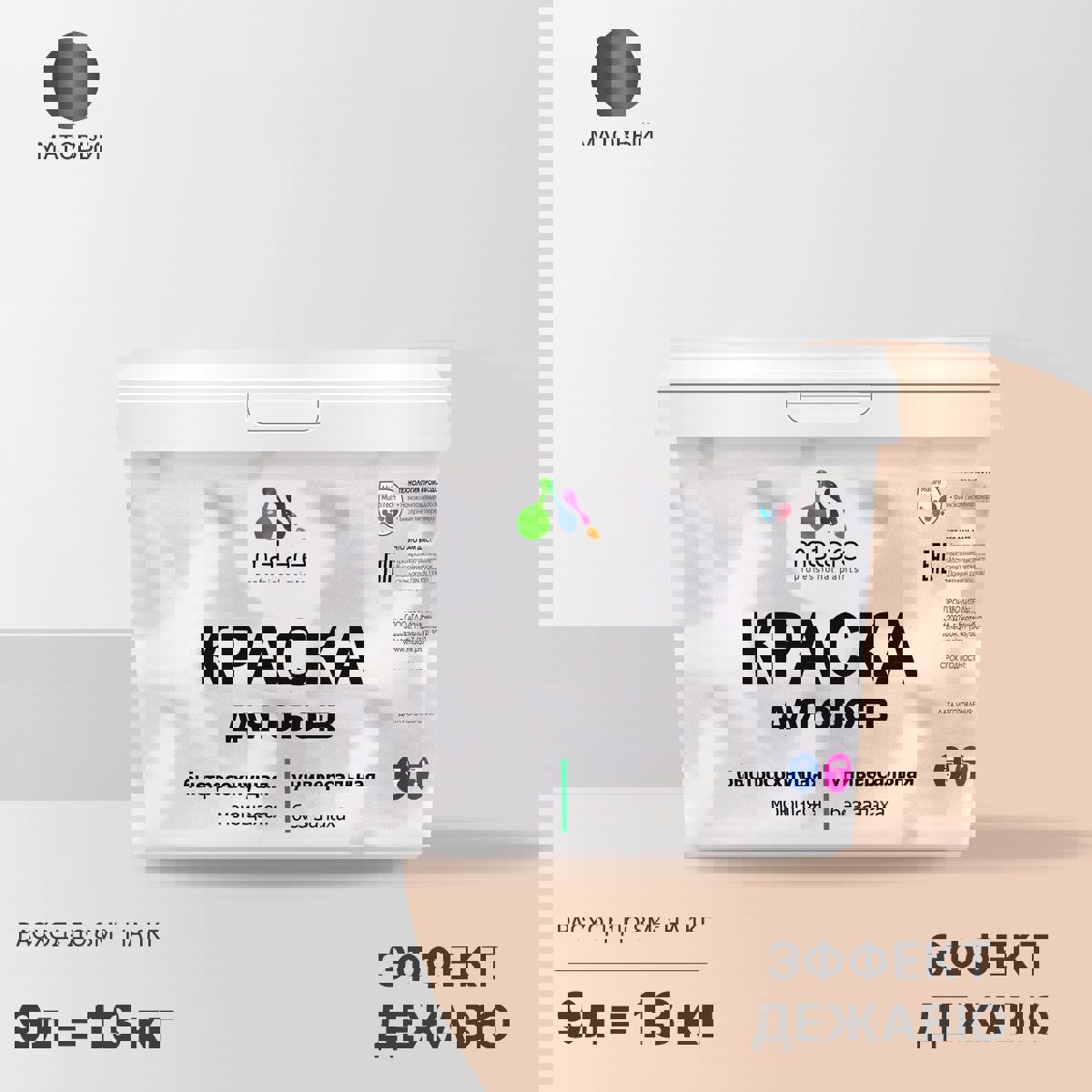 Краска для стен и потолка Malare Professional универсальная быстросохнущая матовая цвет эффект ...