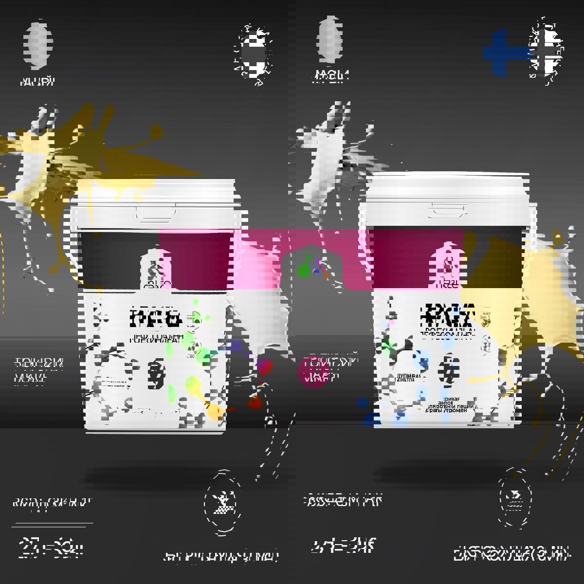 Краска для стен и потолка Malare Professional Euro №7 быстросохнущая матовая цвет тропический ...