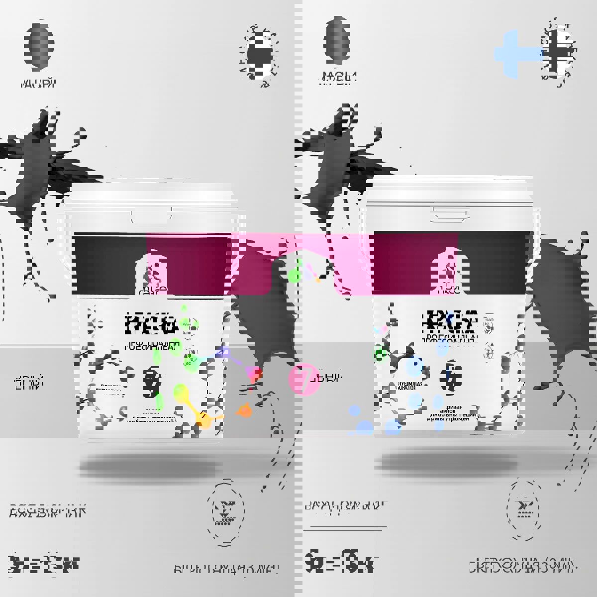 Краска для стен и потолка Malare Professional Euro №7 быстросохнущая матовая цвет черный 9л ️ ...