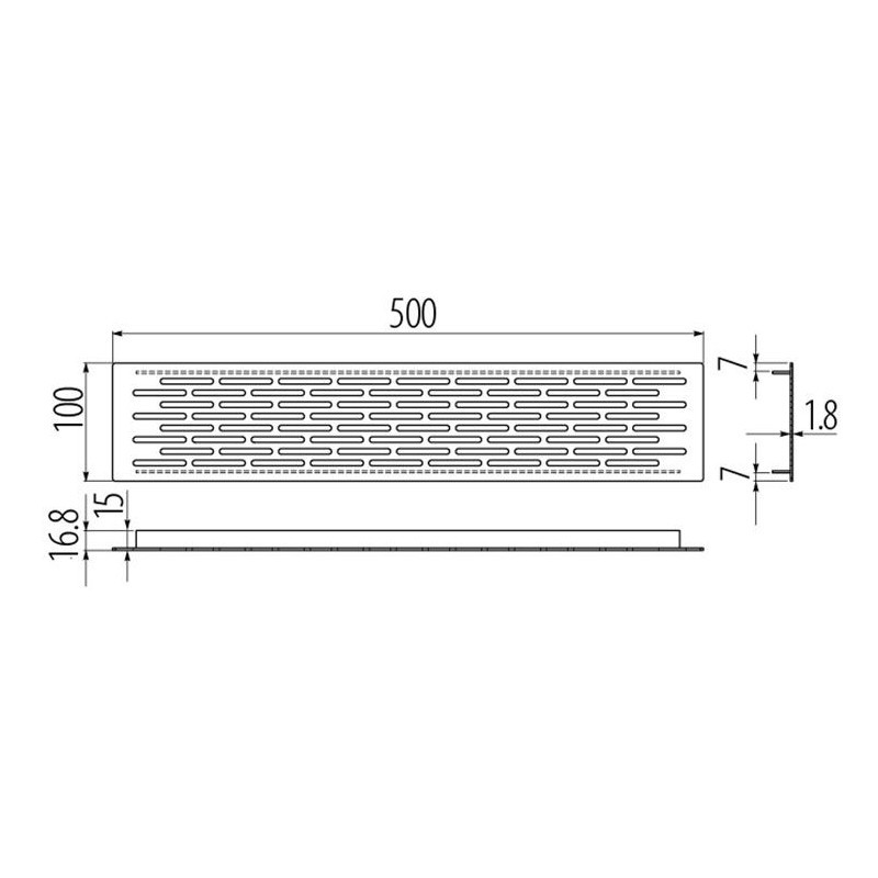 Решетка вентиляционная GTV 500x100 мм инокс алюминий цвет серый ️ ...