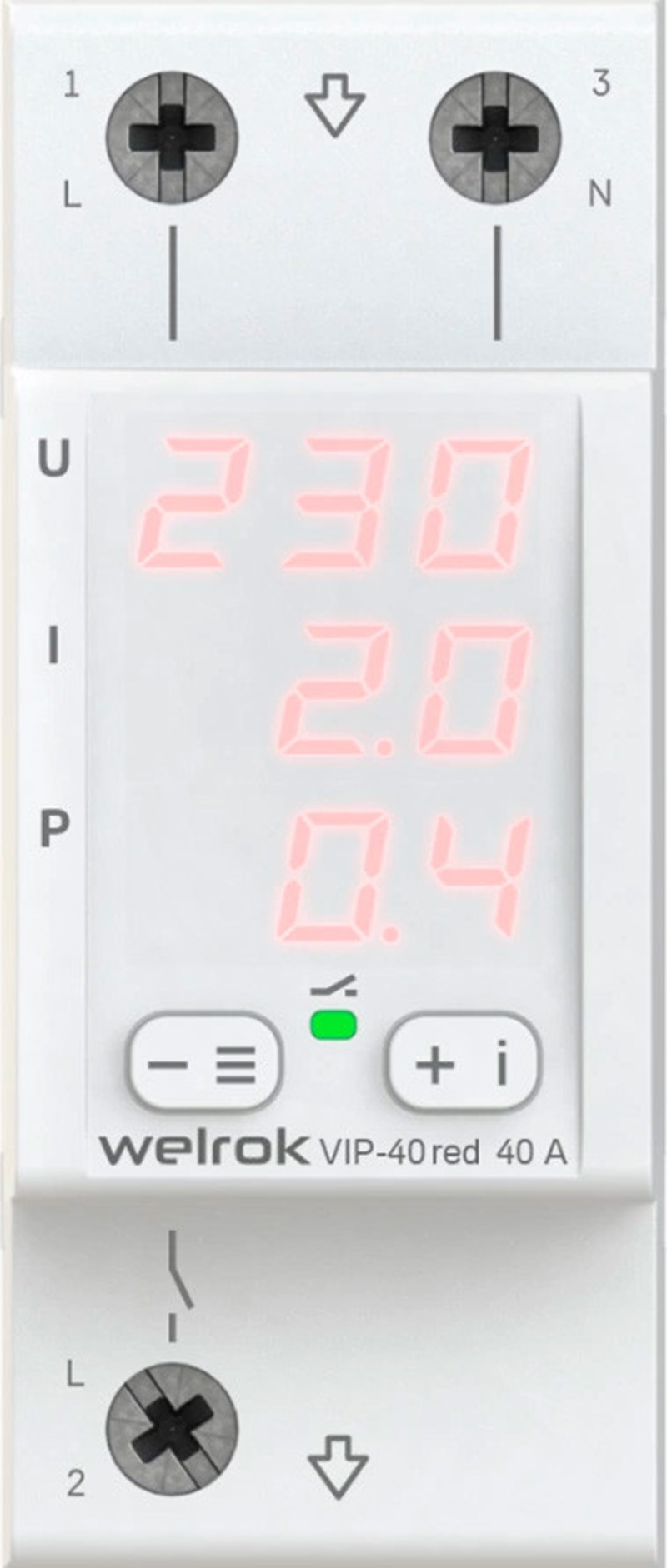 Реле контроля напряжения Welrok VIP-40 red 40А ️ купить по цене 3 925 ₽ в Москве с доставкой в ...