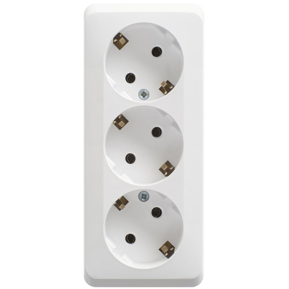 Розетка тройная накладная Systeme electric Этюд PA16-011B с заземлением ...