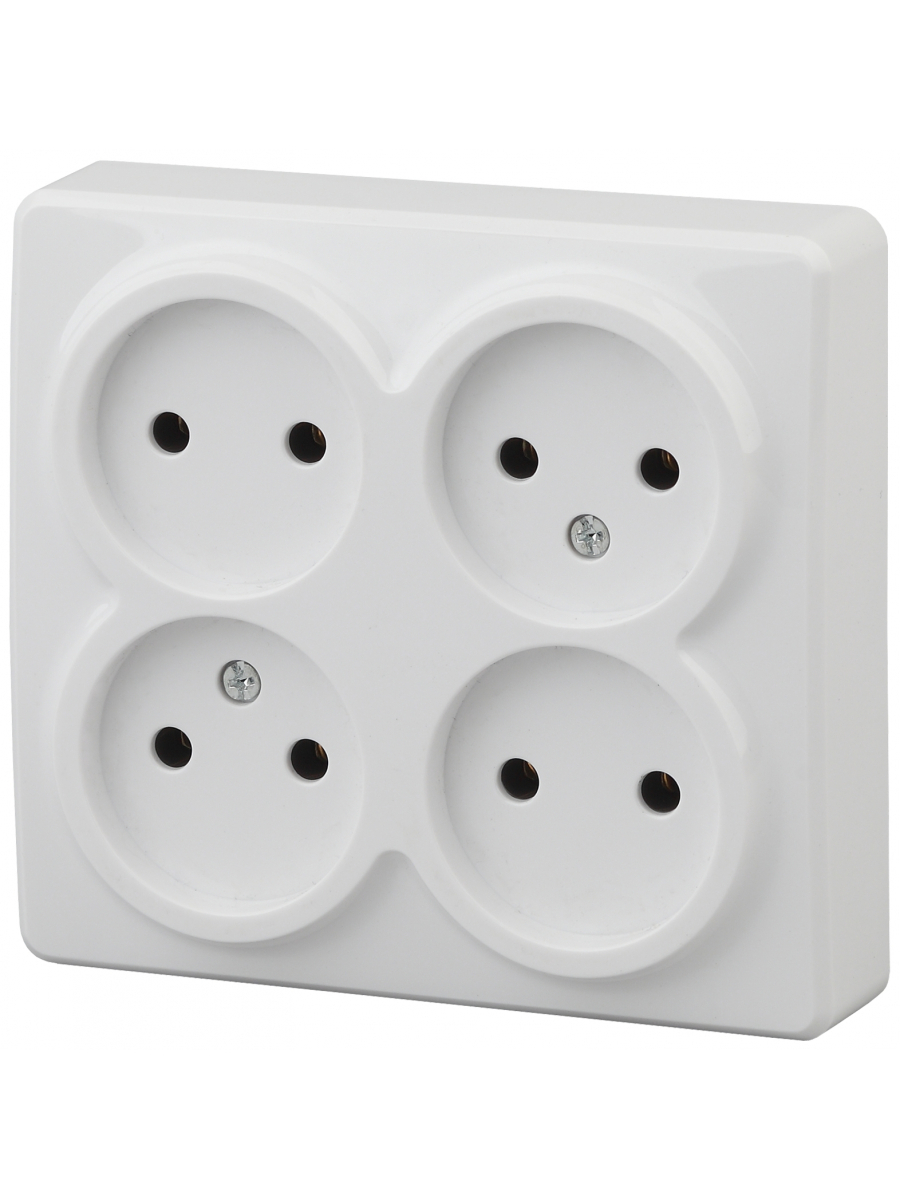 Розетка ЭРА 11-2210-01 4x2P, 16A-250В, IP20, ОУ, Эра Эксперт, белый (12 ...