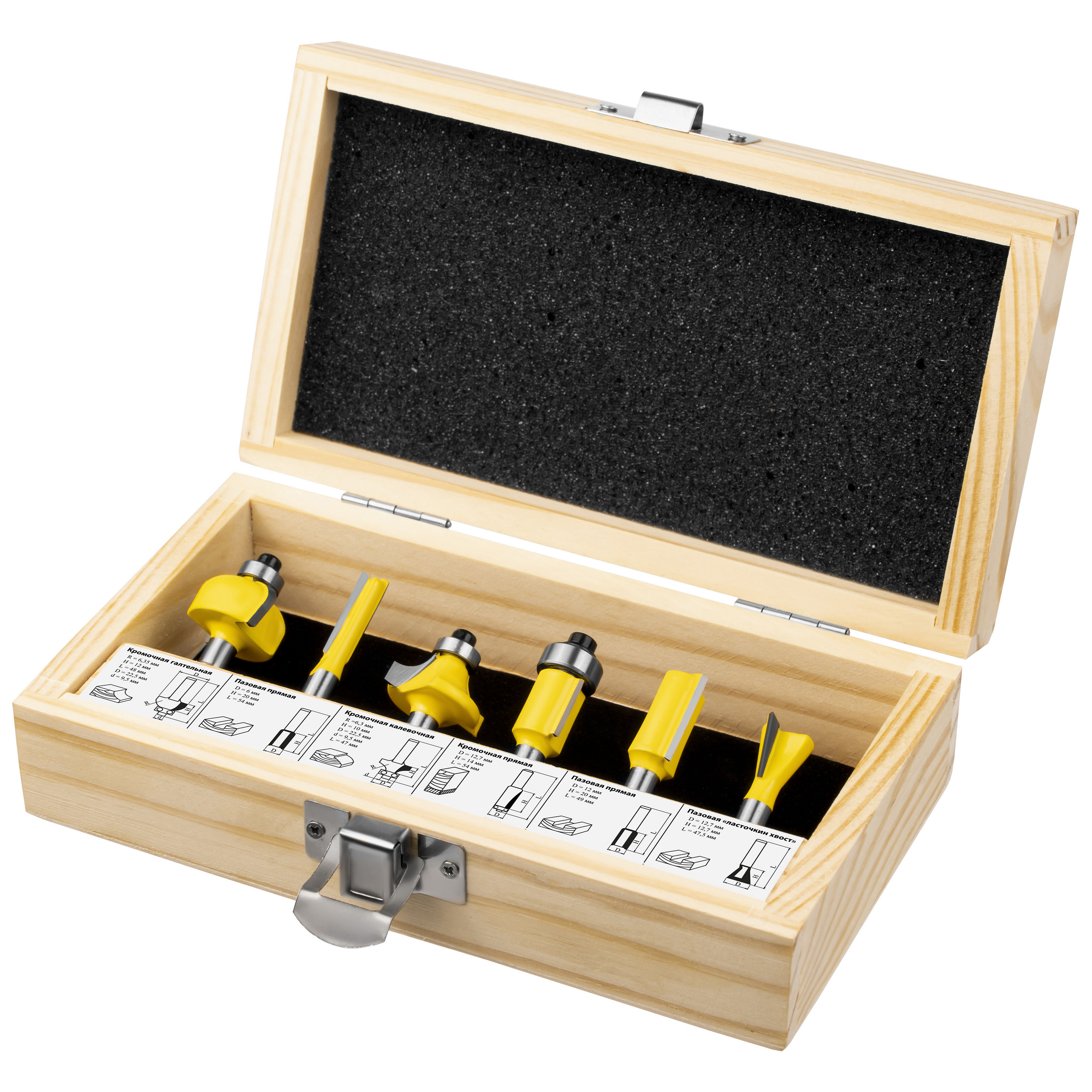 Набор фрез по дереву Kolner KMC 8/6 хвостовик 8 мм, 6 шт. ️ купить по цене 1 096,5 ₽ в Москве с ...