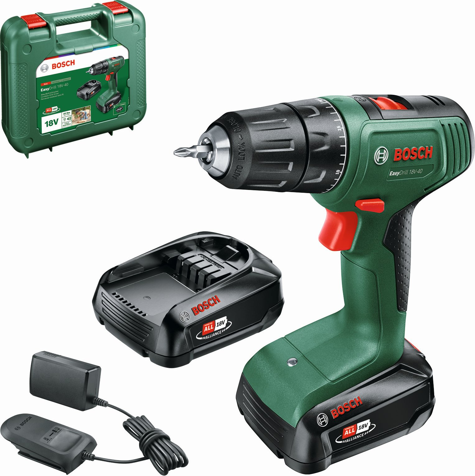 Дрель-шуруповерт аккумуляторная Bosch Easydrill 18V-40 06039D8002, 18 В ...