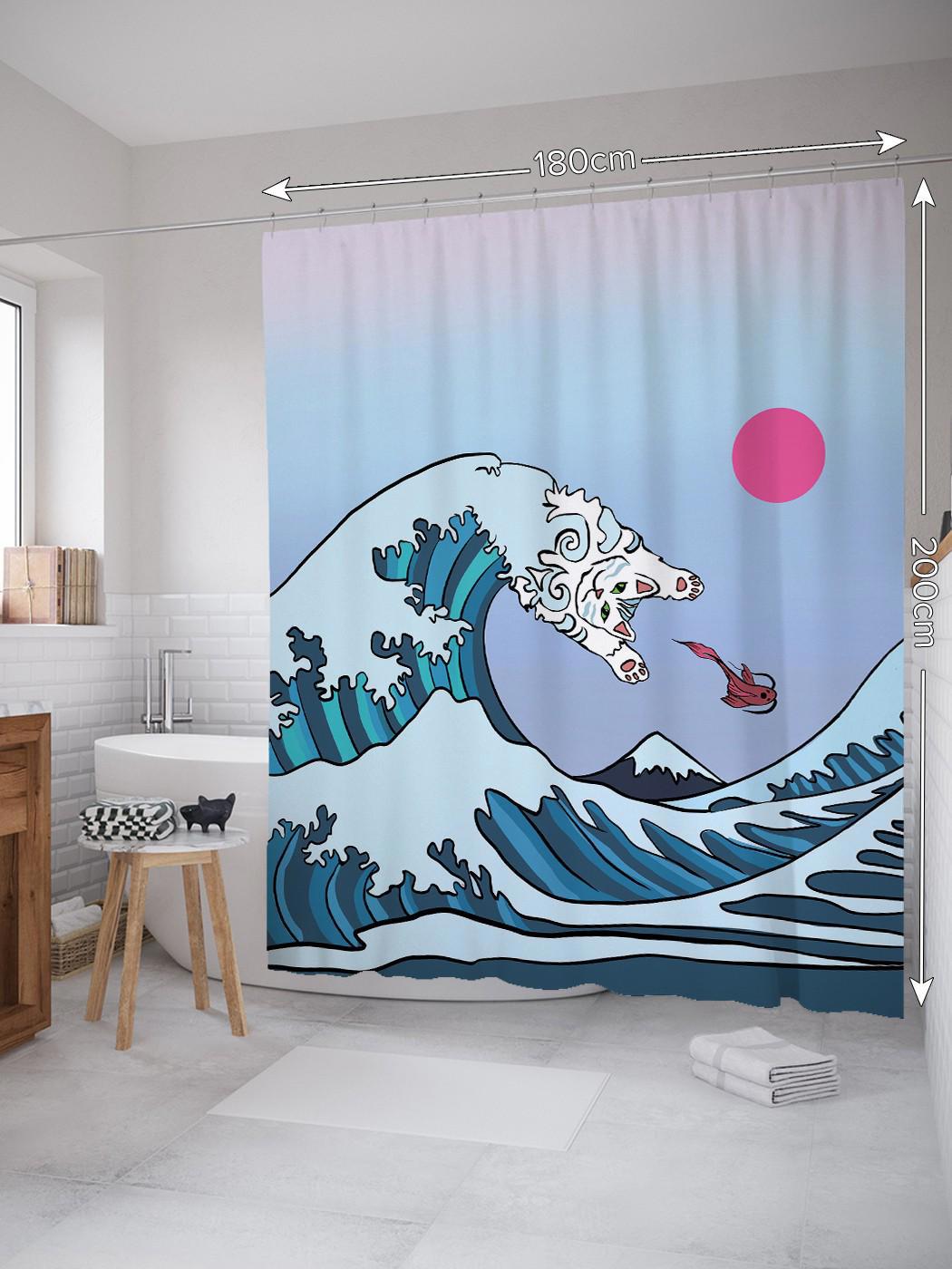 Шторка для ванной комнаты JoyArty sc_385302 200x180см цвет синий ️ купить по цене 0 ₽/шт. в ...