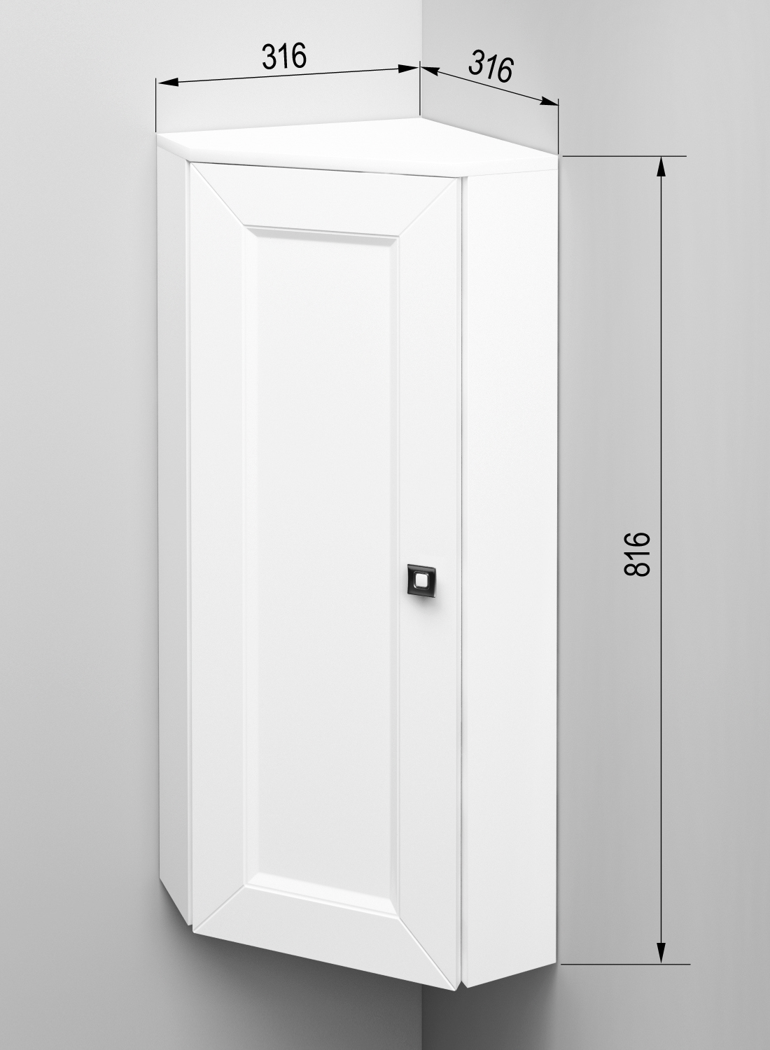 Шкаф подвесной Regent style Гранд правый угловой 31.6x81.6см цвет белый ...