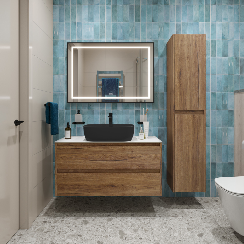 Тумба со столешницей и накладной раковиной подвесная BelBagno KRAFT 80 ...