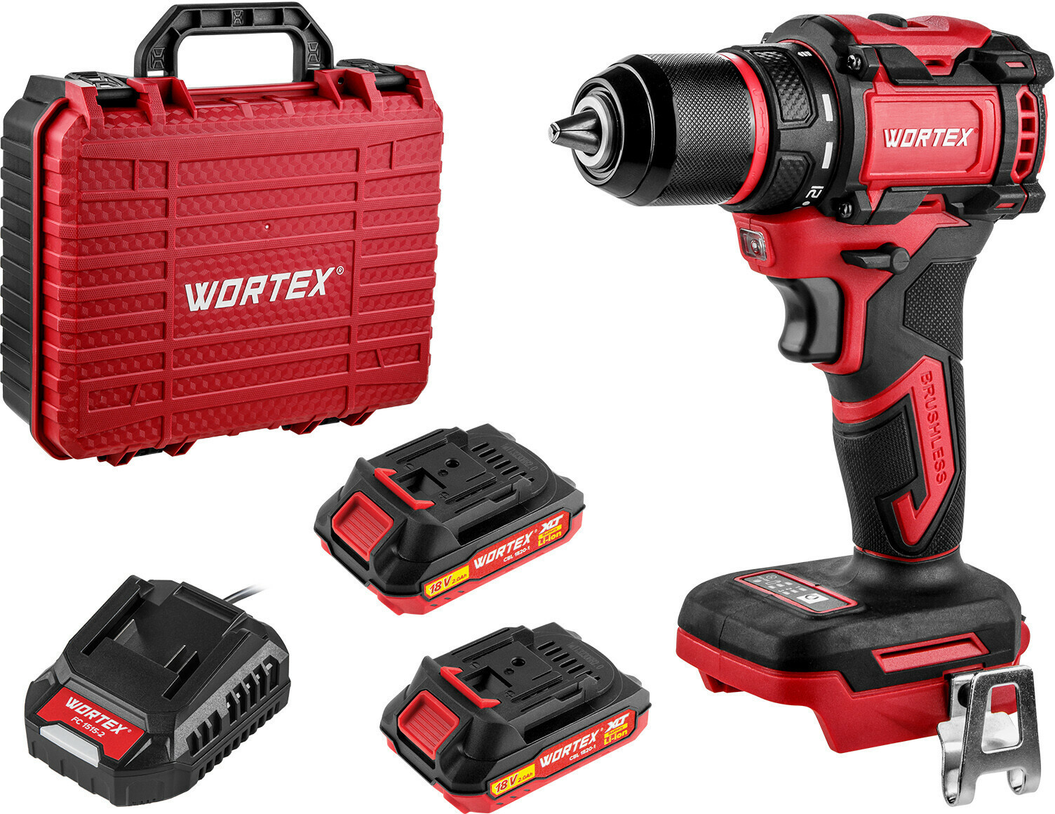 Дрель-шуруповерт аккумуляторная бесщёточный Wortex 1329838, 18В Li-Ion 2x2Ач ️ купить по цене 11 ...