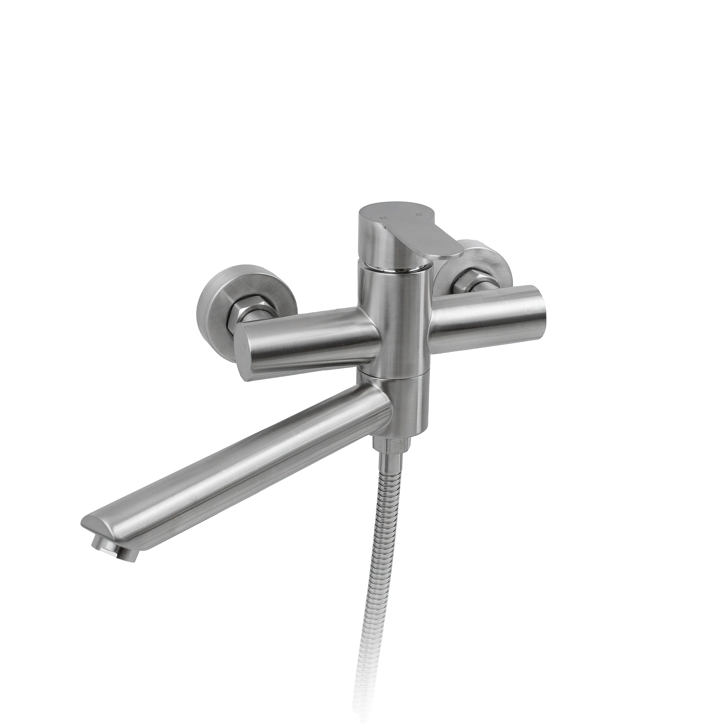 Смеситель для ванны Oute T40102 с длинным изливом-дивертором цвет сатин ...