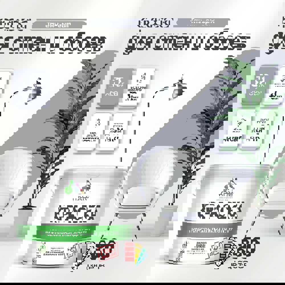 Краска для стен Malare Professional без запаха матовая цвет темно-серый 2.7л ️ купить по цене 2 ...