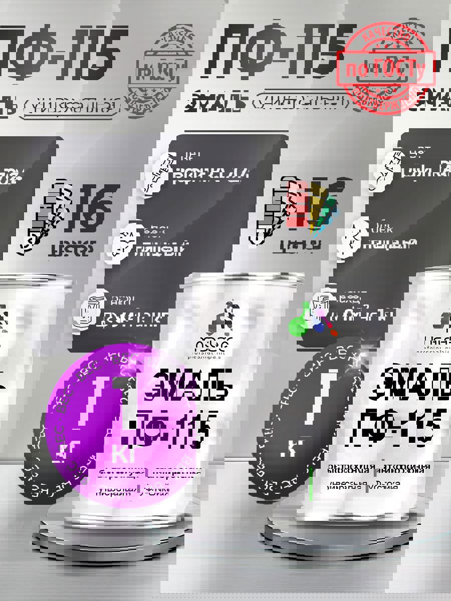 Эмаль универсальная Malare Professional ПФ-115 антикоррозионная цвет RAL 7024 графит глянцевая 1 ...