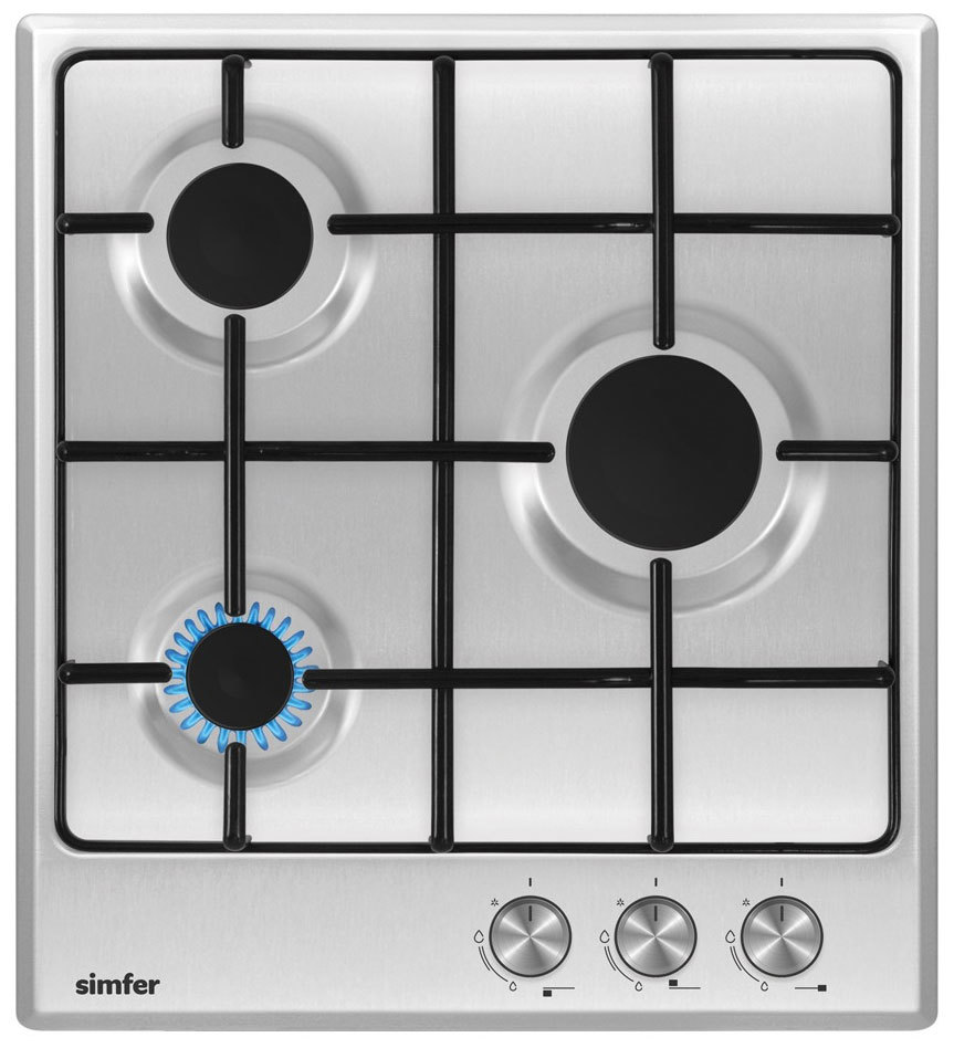 Газовая варочная панель Simfer H 45 V 30 M 411 45 см 3 конфорки цвет нержавеющая сталь ️ купить ...