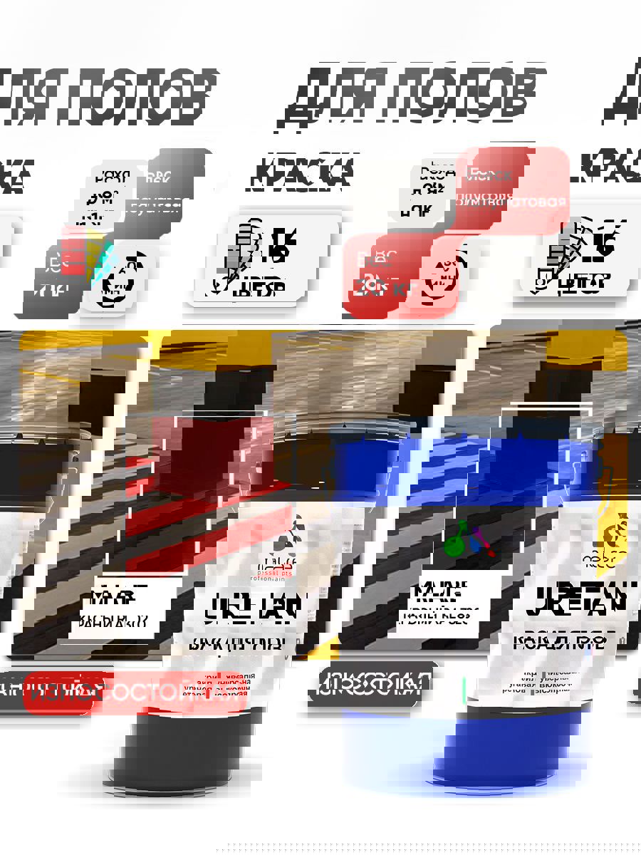 Эмаль для бетонных полов Malare Professional Uretan износостойкая полуматовая цвет RAL 3020 ...