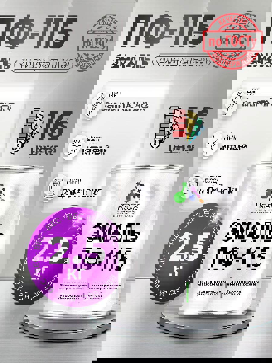 Эмаль универсальная Malare Professional ПФ-115 антикоррозионная цвет RAL 9003 белый матовая 2.5 ...