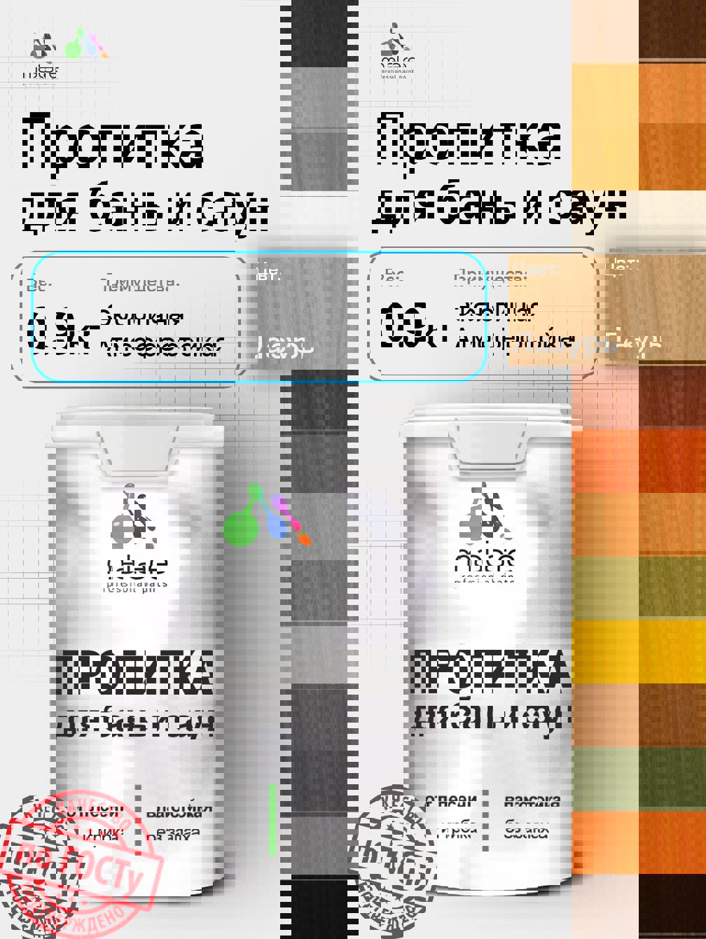 Пропитка для бань и саун Malare Professional антисептическая быстросохнущая без запаха ...