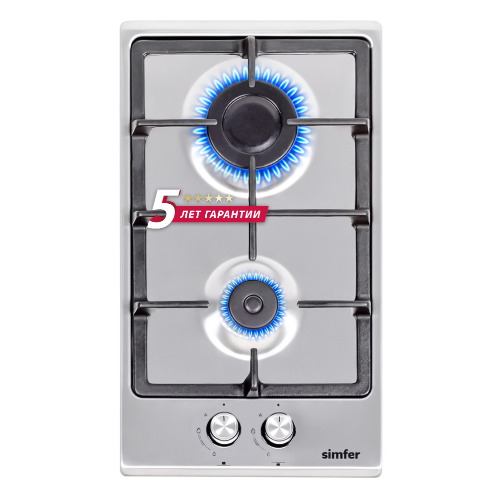 Газовая варочная панель Simfer H30V20M570 30 см 2 конфорки цвет нержавеющая сталь ️ купить по ...